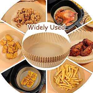 ZUGM Air Fryer Disposable Paper Liner,100PCS, Water-proof, Food Grade Parchment for Baking Roasting Microwave | Natural, 100Pcs -6.3inch (A-01)