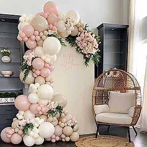 Dusty Pink Balloons, 100 Packs 5 Inch Nude Pink Latex Balloons, Retro Pale Pink Party Balloons, Boho Pastel Pink Helium Balloons for Boho Girls Women Birthday Baby Shower Wedding Bridal Valentines Day