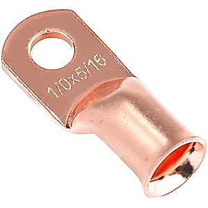 0 Guage Terminals 1/0 AWG-5/16" 10pcs Cable Lugs Battery Lugs,Heavy Duty Wire Lugs,Ring Terminals,Battery Cable Ends,Battery Terminal Connectors with 3:1 Heat Shrink Tubing