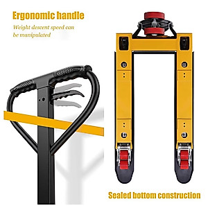 JIN YANG HU Steel Pallet Jack with Scale 4400lbs Capacity,Heavy Duty Warehouse Hydraulic Pallet Truck with Weight Scale 45"X27" Forks Steel Scale Manual Jack Truck
