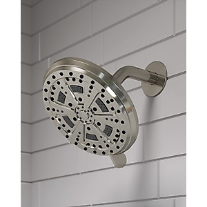 Design House 582700-SN Mills Modern 7-inch 6-Function Shower Head Featuring Eco-Drip Shower Setting for Bathroom, Satin Nickel