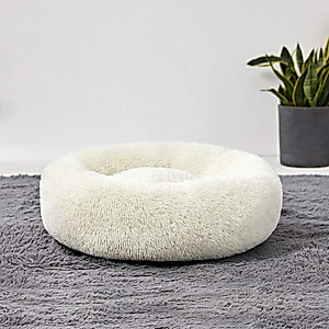 Washable Dog Round Bed Large, Donut Dog Bed Large Dog, Comfy Dog Calming Cuddler Bed