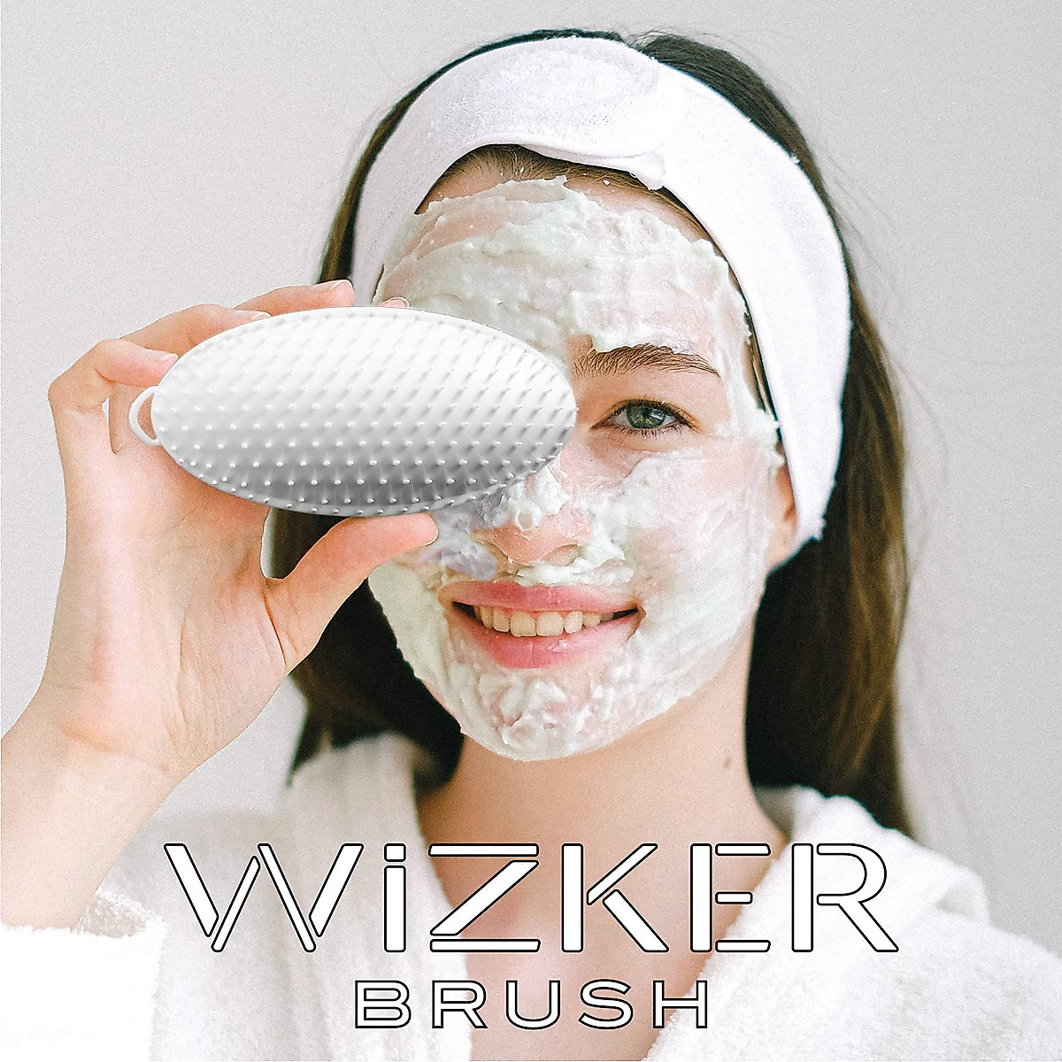 WIZKER Exfoliating Brush: Ingrown Hair Prevention, Razor Bump Treatment | Original Extra-Strength Bristle Exfoliator for Face, Body, Leg, Bikini | Shaving and Waxing Solution | Bath Shower Waterproof