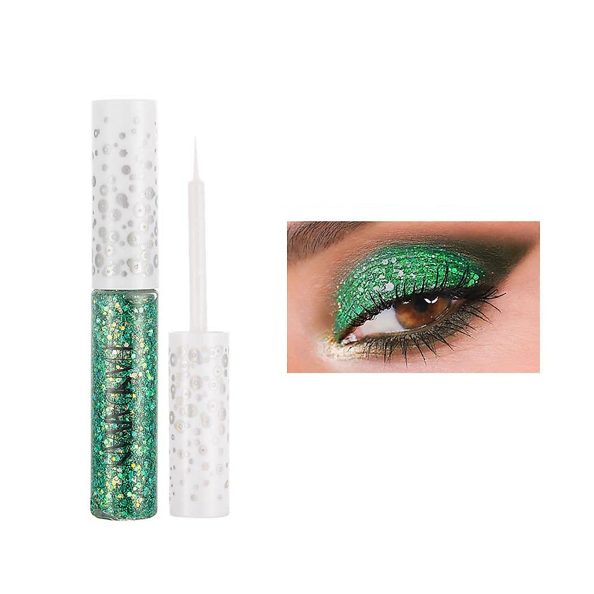 Eyret Green Liquid Eyeshadow Long Lasting Glitter Eyeliner Party Sparkle Sequins Eyeshadow Beauty Cosmetic Makeup for Women and Girls (C-Green)