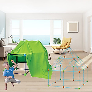 SYBOBO Fort Building Kit for Kids, 88 Pieces Baby Boys Girls Play Tent Rocket Castle Construction Toys Sets Indoor & Outdoor, Kids DIY Creative Learning Fort Building Set for 3-12 Years Old
