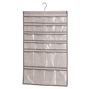 InterDesign Aldo Fabric Hanging Fashion Jewelry Organizer for Rings, Earrings, Bracelets, Necklaces - 48 Pockets, Linen