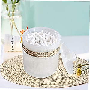 Cabilock Resin Swab Box Decor Storage Boxes with Lids Makeup Storage Organizer Box 5pcs Bathroom Canisters Jars Hair Band Holder Makeup Cotton Storage Jar Cotton Pad Container