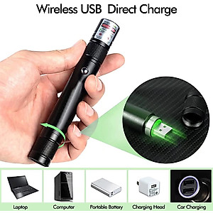 Laser Pointer High Power,Green Laser Pointer Tactical Long Range Laser,Rechargeable Laser Single-Press On/Off,Adjustable Focus Green Flashlight for Night Astronomy Outdoor Camping Hunting and Hiking