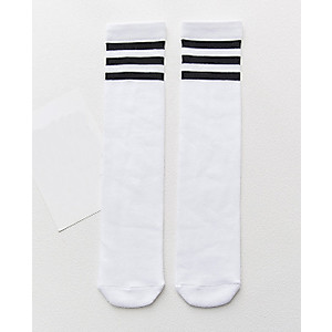 TOCONFFON Knee High Tube Socks for Boys, Girls, Baby, Toddler & Child 3 Pairs(Black Strips,13.5in/34cm(4-8Years))