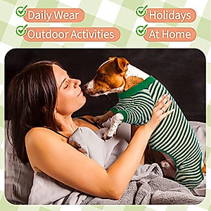 PUMYPOREITY Dog Pajamas, Cute Stripe Pet PJS for Small Medium Dogs, Dog Hair Shedding Cover Onesie, Stretchable Puppy Jumpsuit Dog Apparel Clothes, Soft Short-sleeve Dog Shirts Bodysuit Rompers Outfit