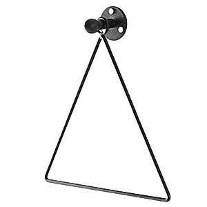 MyGift Wall Mounted Modern Black Metal Triangular Hand Towel Ring Holder for Bathroom with Easy to Hang Mount