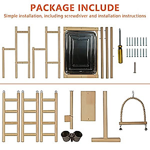 Edudif 3 Layers Wood Bird Playground Large Parrot Playstand Bird Perch Stand Bird Gym Playground Playpen for Cockatiel Parakeet Parrot (with Installation Notes)