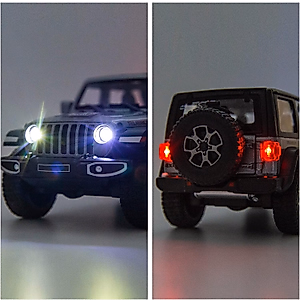 BDTCTK Off-Road 7 Door for Wrangler Diecast Toy Car Model, 1/22 Scale Metal Alloy Vehicle for Kids Boys Girls Adults, Doors Open, Light and Sound, Gifts Gray