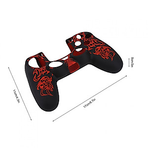 Gamepad Controller Cover, Non Slip Surface Silicone Cover for PS4 Controller, Covers for Sony PS4, Provides a More Comfortable Experience Protector Accessories for Ps4 Controller(Black+red)