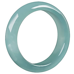 BXSMNH Jade Rings for Men Natural Ice Blue Jade Band Ring Chinese Style Eternity Jewelry Gift for Women (Size : 10)