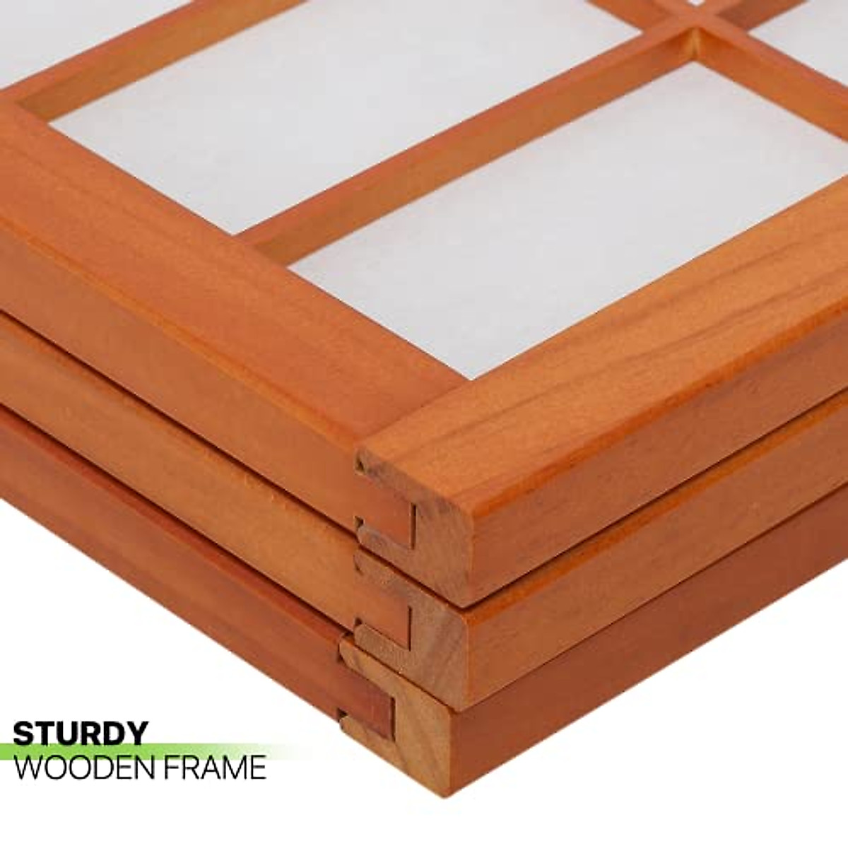 Magshion 3-Panels Room Dividers and Folding Privacy Screens 6.5ft High Oriental Small Grids Folding Screen Room Divider Separating Wall Freestanding Shoji Screen for Home Office