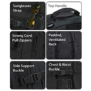 Rockland Military Tactical Laptop Backpack, Black, Large