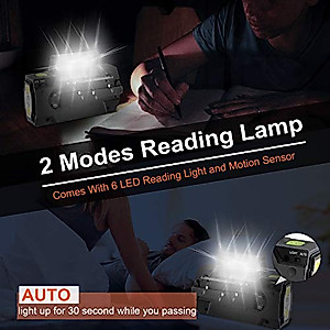 Emergency Crank Weather Radio, 4000mAh Solar Hand Crank Portable AM/FM/NOAA Weather Radio with 1W 3 Mode Flashlight & Motion Sensor Reading Lamp, Cell Phone Charger, SOS for Home and Emergency