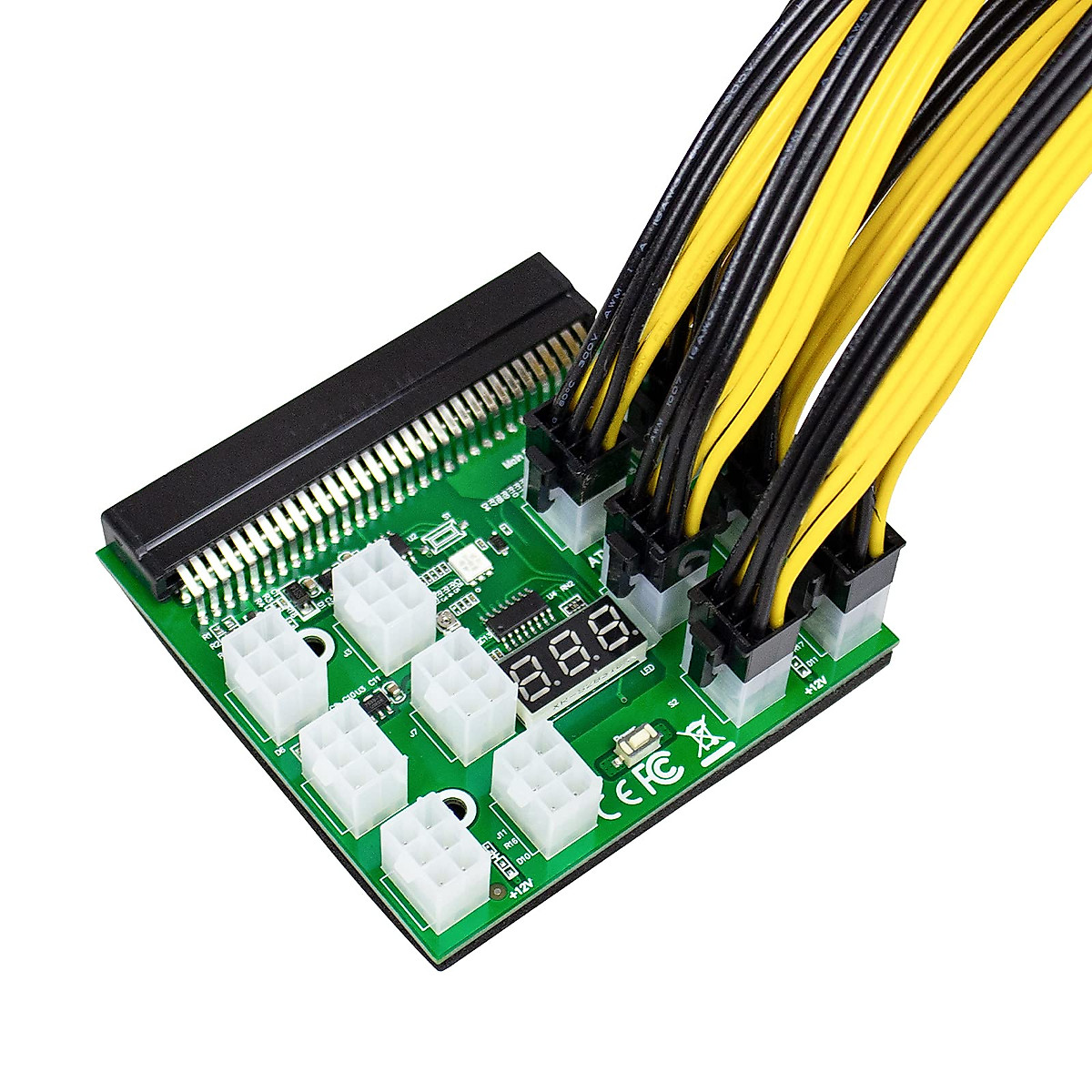 LXun Ethereum Mining ETH ZEC Power Supply 12V GPU/PSU Breakout Board for HP 1200w/750w Server PSU + 12pcs 16AWG PCI-E 6Pin to 6+2Pin Cables 27.5Inch Length(70CM, with 5 Nylon Cable Ties)