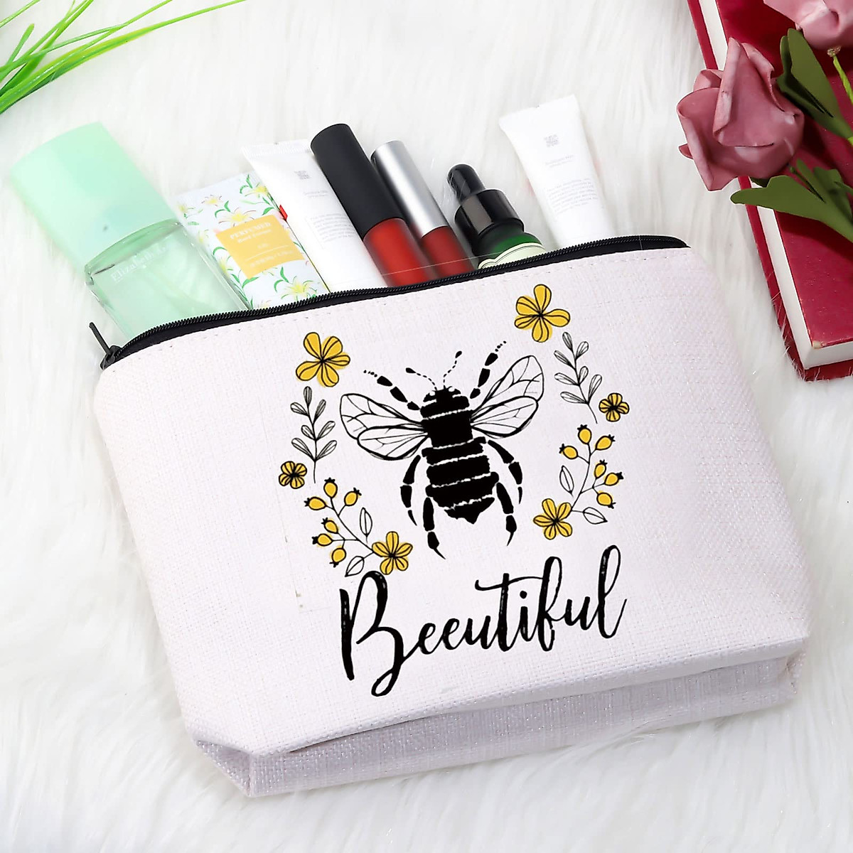 GJTIM Bee Gift Bee Lover Gift for Women Beeutiful Cosmetic Bags Makeup Bags (Beeutiful bag)