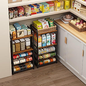 Zuyachuza Adjustable Can Rack Organizer for Pantry, Snack Organizer Shelf, Canned Food Storage Rack, Multifunctional Free Standing Floor Pantry Organizer and Storage for Kitchen