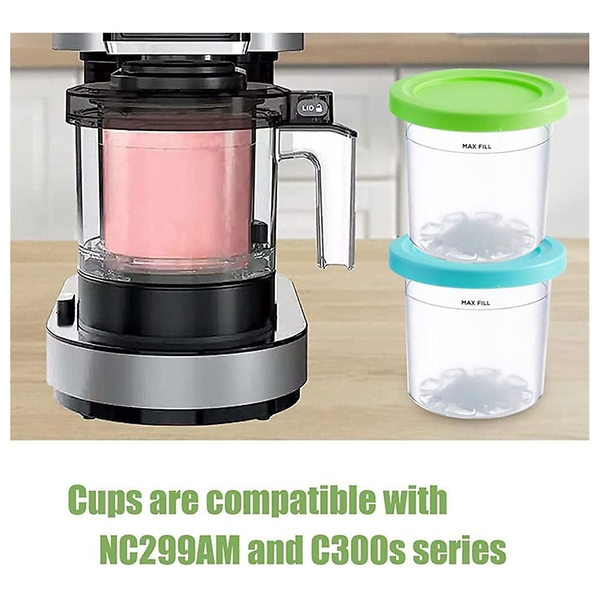 Seife 4Pcs Ice Cream Pints Cup for Ninja for NC299AM C300S Series Reusable Can Store Ice Cream Gelato