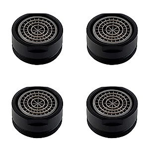 Hibbent 4 Pack Faucet Aerator, Solid Brass Kitchen Sink Faucet Aerator Shell with Built-in Filter, 15/16 Male Thread Bathroom Aerator Faucet Filter, Splash-Proof, Matte Black Finish