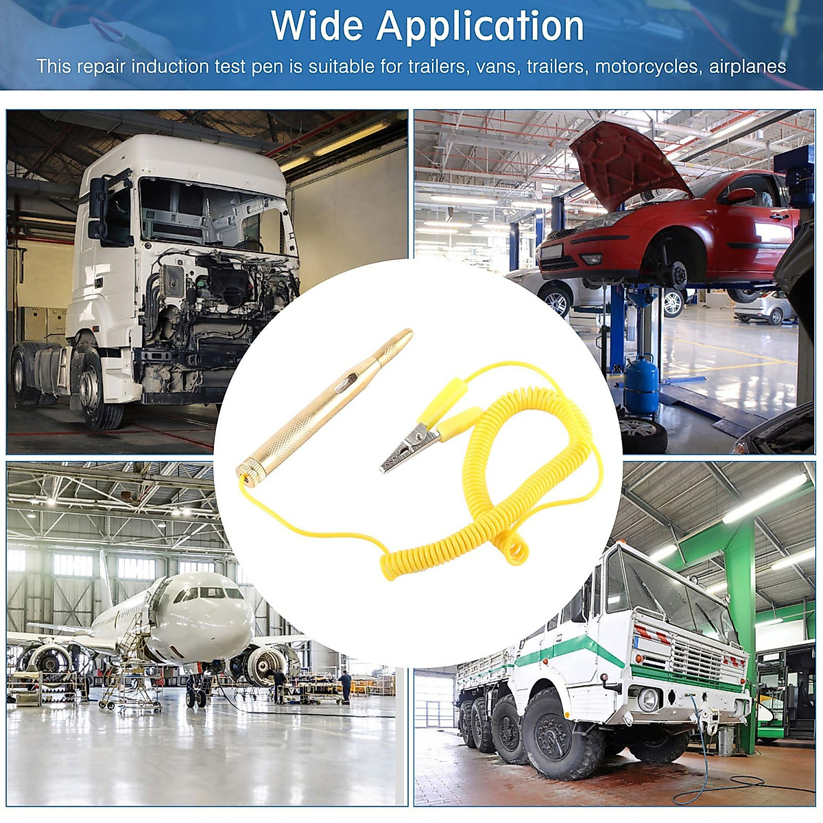 Circuit Tester Light Bulb, 100cm/ 39.3in Cable Length Auto Car Vehicle Circuit Tester DC 6V 12V 24V Light Bulb Voltage Test Pen Pencil with Stainless Probe