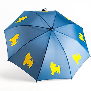 The San Francisco Umbrella Company - Premium Yorkshire Terrier Rain Umbrella (Yellow on Blue) - Strong, Durable, Windproof & Resistant With Fiberglass Ribs Stick Umbrella
