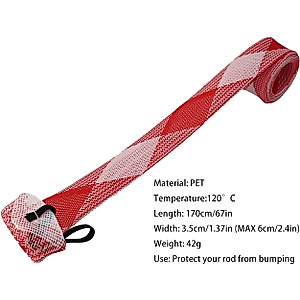 Anzeho Rod Socks Fishing Rod Sleeve 6Pcs Fishing Pole Protect Cover Braided Mesh 67 inches for Spinning Fishing Rod, Casting Rods Glove, Bait Caster Rods