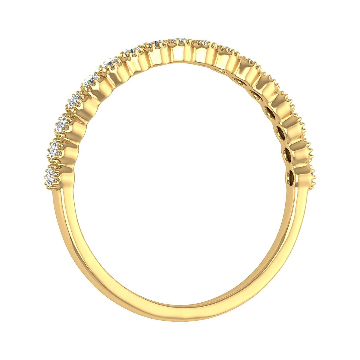 1/5 Carat Bezel Set Diamond Wedding Band Ring in 10K Yellow Gold (Ring Size 4.75)