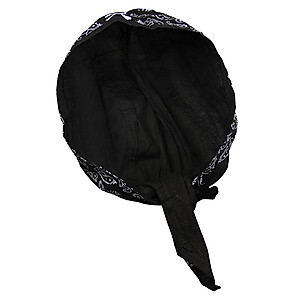 Skull Cap Motorcycle Helmet Liner Biker Head Wrap Cover Scarf Pirate Hat Bandana Running Beanie Cap Black