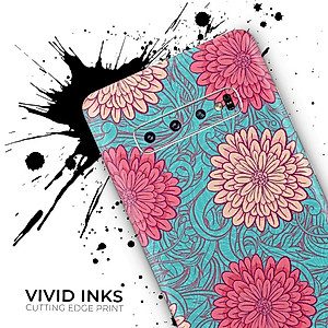 DesignSkinz Pink & Blue Floral Illustration Protective Vinyl Decal Wrap Skin Cover Compatible with The Samsung Galaxy S20 (Screen Trim & Back Glass Skin)