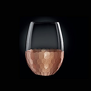 Fitz and Floyd Daphne Stemless Wine Glass Set of 4 – Elegant Lead-free Matching Drinkware For Everyday Or Entertaining – Stylish Modern Glasses - Gift For Wedding, Birthday, 20 oz, Copper -