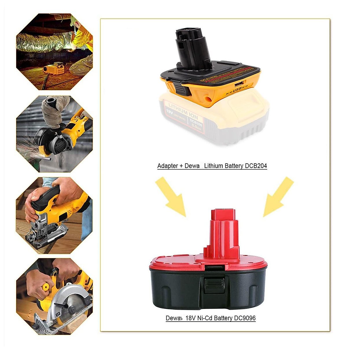 TPDL DCA1820 Battery Adapter Replace for Dewalt 18V to 20V Lithium Ion Battery Converter, Work for Dewalt 18V Nicad & Nimh Battery Power Tools (2 Packs)