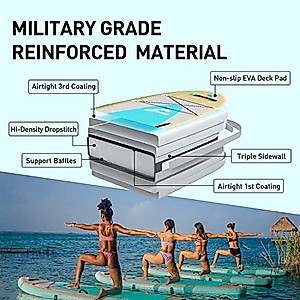 Abrazo Namaste Yoga Inflatable Stand Up Paddle Board for Adults - with Non-Slip Yoga Mat Surface, Includes SUP Accessories: Paddle, Patch Repair Kit, Hand Pump, SUP Leash, and SUP Backpack