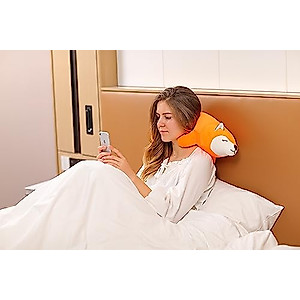 Niuniu Daddy Fox Stuffed Animals Not Weighted, Cute Big Lying Fox Plush Toy, 18.1in Kawaii Soft Plushies, Hugging Body Pillow for Christmas/Birthday/Party Gifts Presents for Kids Girls Boys Adults