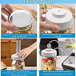 Vacuum sealer for jars Jar Vacuum Sealing Attachment Kit for Regular & Wide Mouth Canning Jars,Jar Sealer and Accessory Hose Compatible with FoodSaver Vacuum Sealer,with Jar Attachment-Adapter Hose- Manual Vacuum Pump