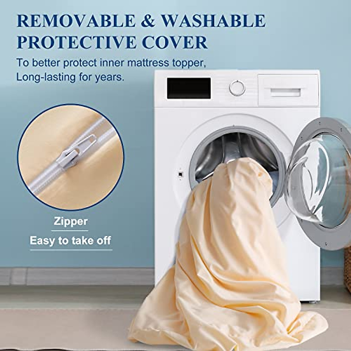 Maxzzz 3 Inch Full Memory Foam Mattress Topper, Gel Infused High Density Bed Topper for Back Pain Relief, Dual Firmness Mattress Topper Enhanced Ventilated Mattress Pad, Certipur-Us Certified