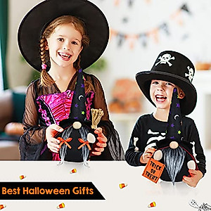 Halloween Decorations Indoor 2PCS Witch Halloween Gnomes Plush Decor, Mr & Mrs Handmade Tomte Swedish Gnome for Halloween Home Table Mantle Tiered Tray Decor, Halloween Trick or Treat Gifts