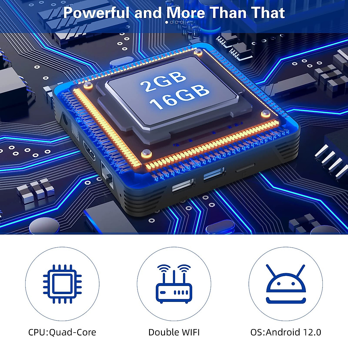 Android 12.0 TV Box, Android TV Box RK3318 Quad-Core 64bit Cortex-A53 2GB RAM 16GB ROM TV Box Support 4K 3D 2.4/5.0GHz WiFi BT5.0 10/100M Ethernet HDMI 2.0 H.265 HDR Smart TV Box