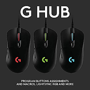 Logitech G403 Hero 25K Gaming Mouse, Lightsync RGB, Lightweight 87G+10G optional, Braided Cable, 25, 600 DPI, Rubber Side Grips