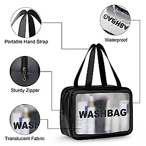 MicoSim Clear Toiletry Bag Set for Women Men, Translucent Waterproof Travel Makeup Bag with Handle, Large Capacity Sturdy & Leak Resistant Cosmetic Bag Pouch for Traveling,Accessories…