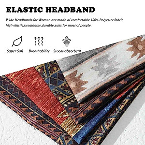 Olbye Boho Headbands Women Wide Head Bands Turban Elastic Nonslip Hairbands Workout Yoga Hair Scarfs Running Sweatband African Bohemian Head Wraps Fashion Hair Accessories for Women (D-Bohemian)