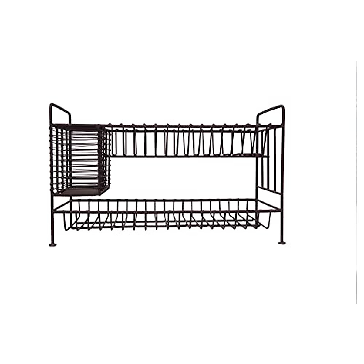 Creative Co-Op 2-Tier Metal Dish Rack with Utensil Compartment