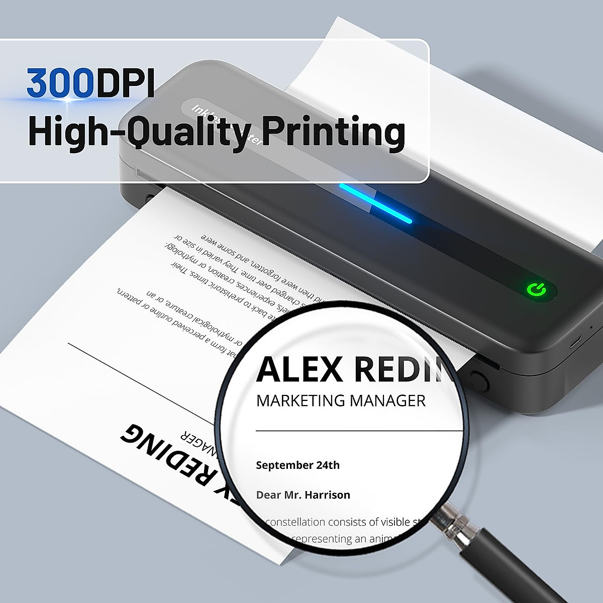 Portable Printer Wireless for Travel,M832 Bluetooth Printer Support 8.5" X 11" US Letter, Inkless Thermal Compact Printer Compatible with Android and iOS Phone & Laptop