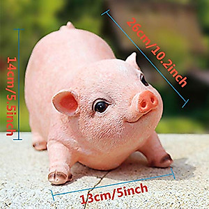 Animal Garden Gnomes Statue Cute Pig Funny Outdoor Sculpture Resin Lawn Ornaments Décor Indoor Outdoor Figurines for Garden and House (Cut Pig)