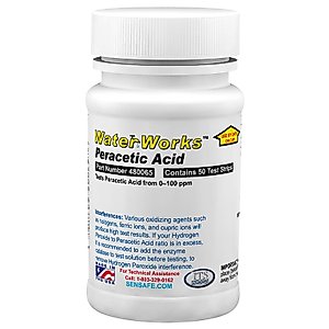 Industrial Test Systems WaterWorks 480065 Peracetic Acid Test Strip, 32 Seconds Test Time, 0-100 ppm Range (Pack of 50)
