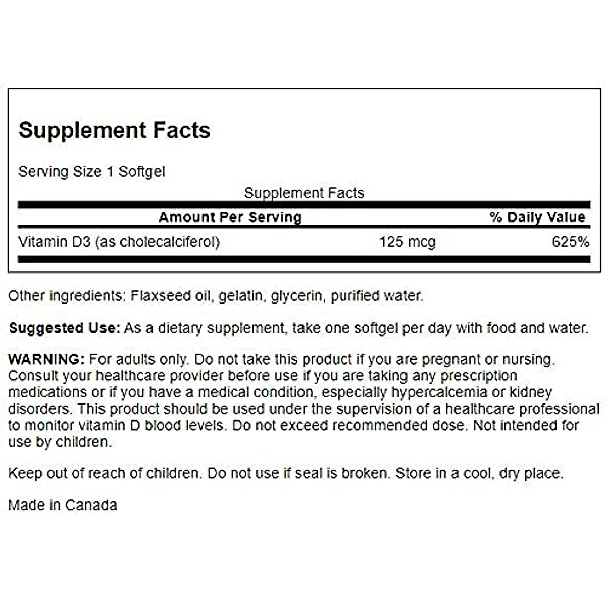 Swanson Vitamin D-3 5000 IU Bone Health Immune Support Healthy Muscle Function D3 Supplement (cholecalciferol) 125 mcg 250 Softgels Count