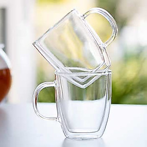 Bodum Bistro Double Wall Thermo-Glasses Coffee Mug Set, 15 Ounce, Clear (4-pack)